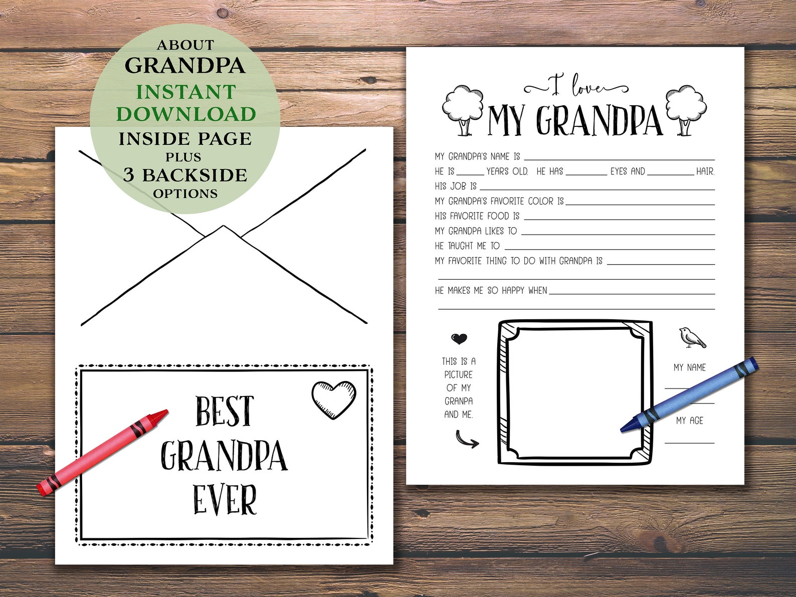 I Love My Grandpa. Instant Download Printable. Kid's | Etsy