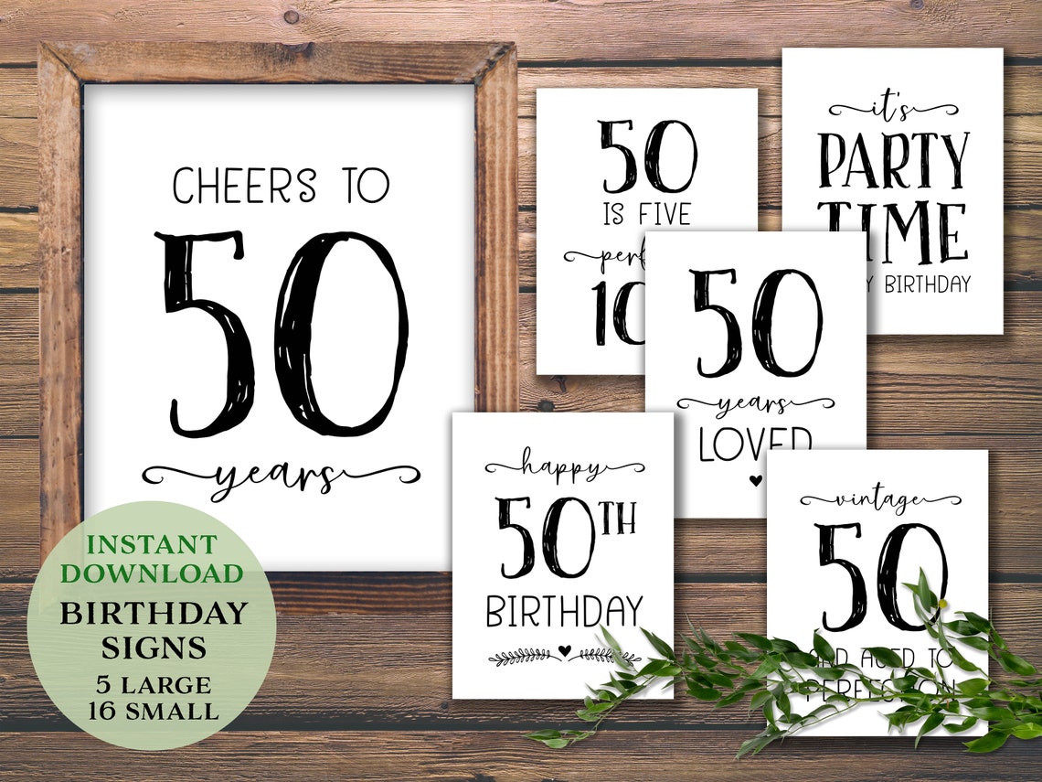 50th Birthday. Sign Bundle. Instant Download Printable. Cheers - Etsy