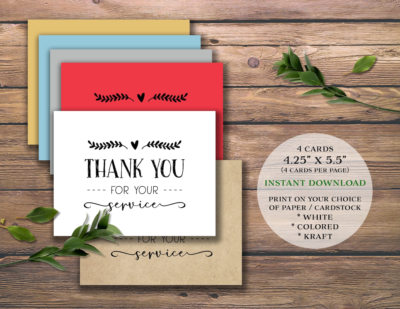 Thank You for Service Cards. Appreciation Package Gift Tags. | Etsy