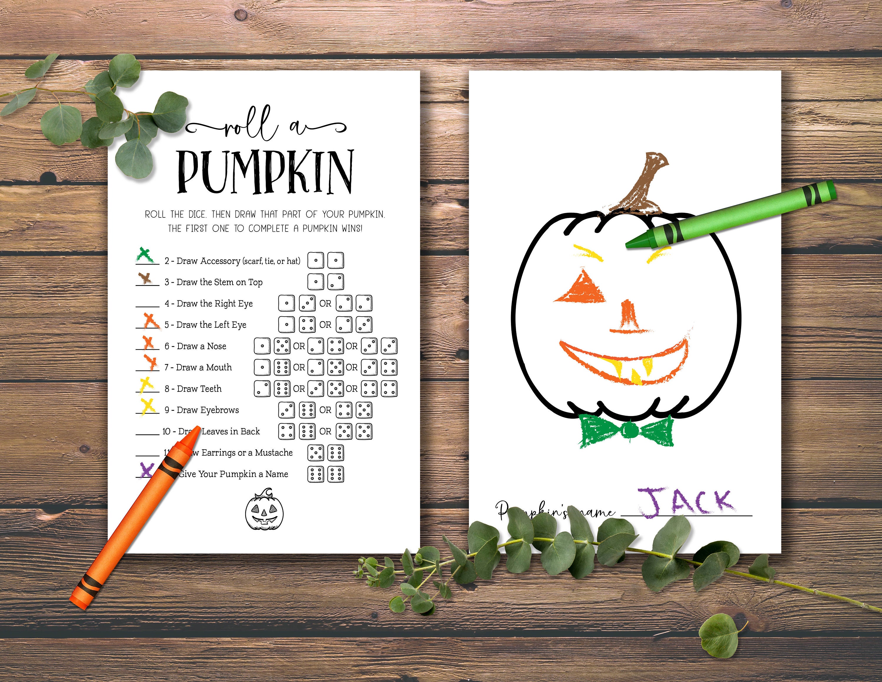 Roll a Pumpkin Dice Game. Instant Download Printable. Halloween ...