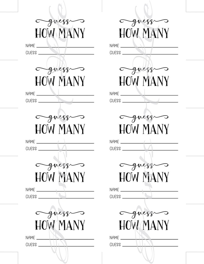 Guess How Many. Instant Download Printable. Raffle Ticket Sign - Etsy