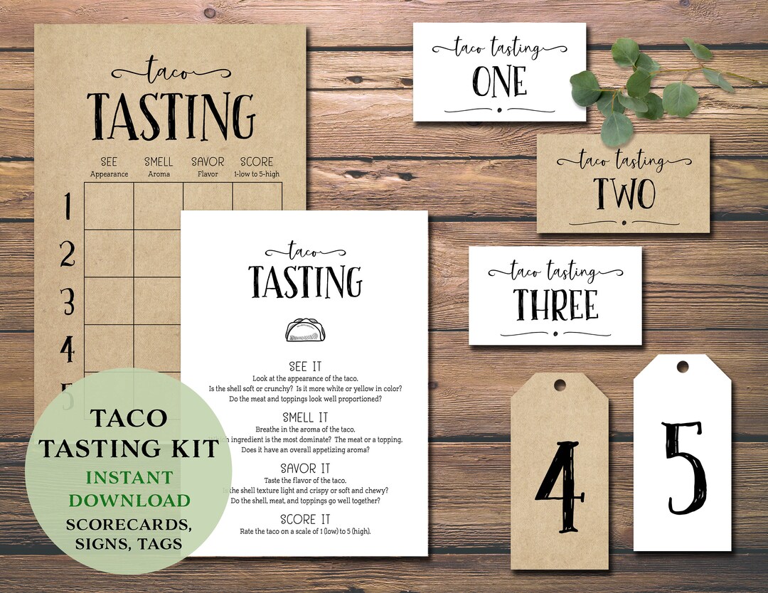 Taco Tasting Party Kit. Instant Download Printable. Score Card, Place ...