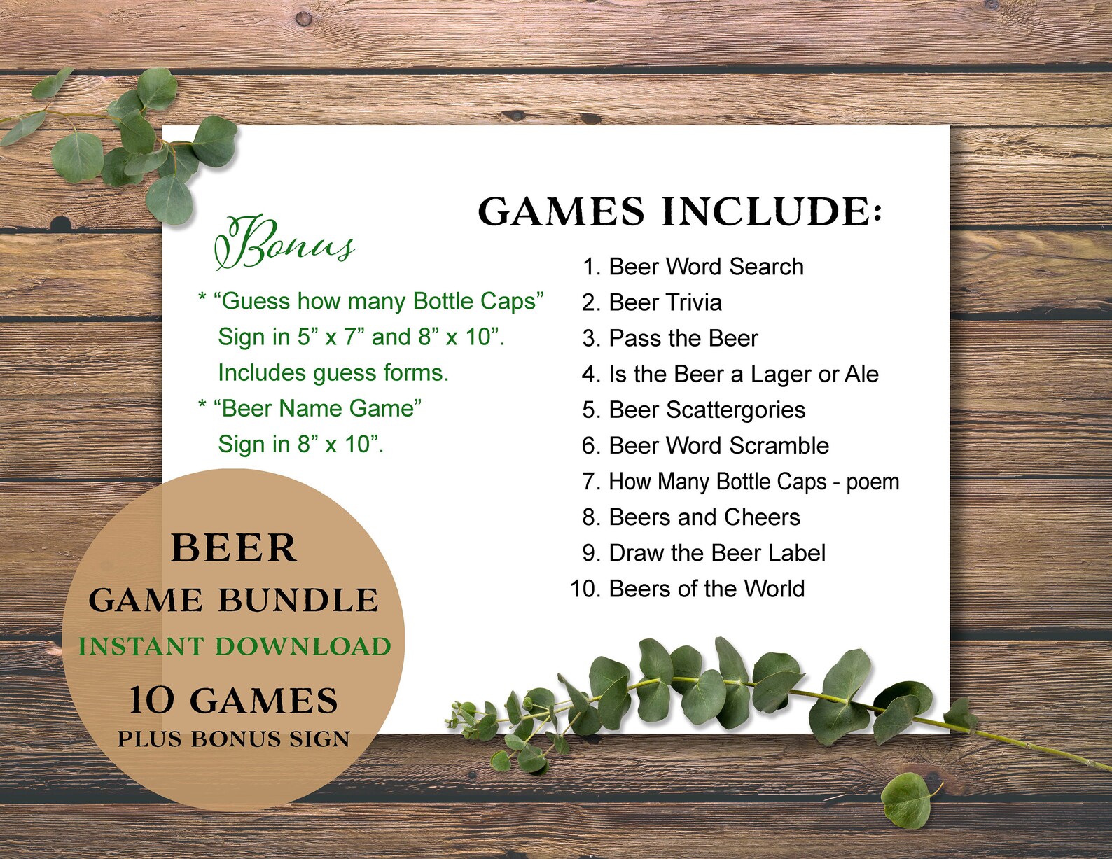 Beer Games Bundle. Instant Download Printable. Baby or Bridal - Etsy