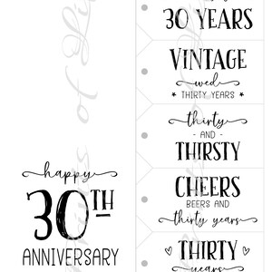 30th Anniversary Card & Gift Tags. Instant Download Printable. Big 30 ...