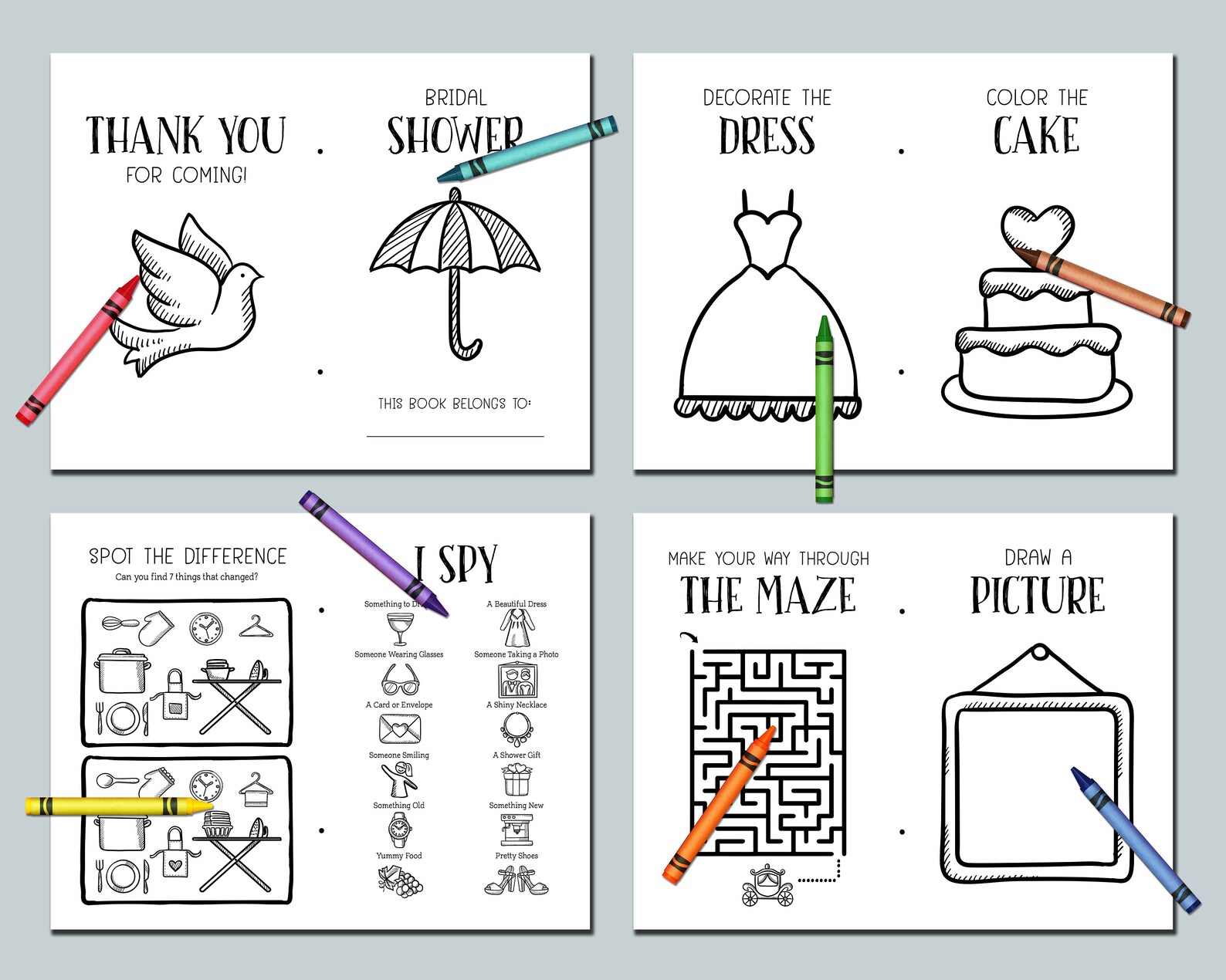 Bridal Shower Kid's Activity Book. Coloring Book. Instant Download ...