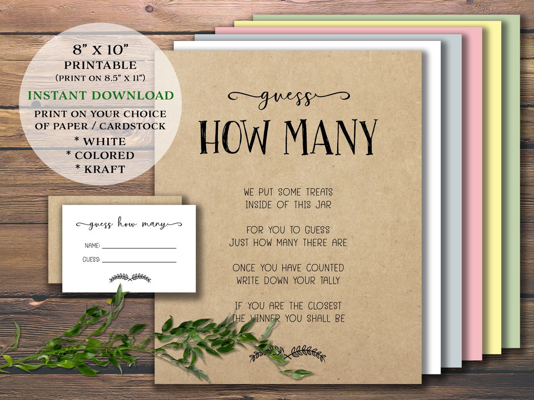 Guess How Many. Instant Download Printable. Bridal Shower Game. Baby ...