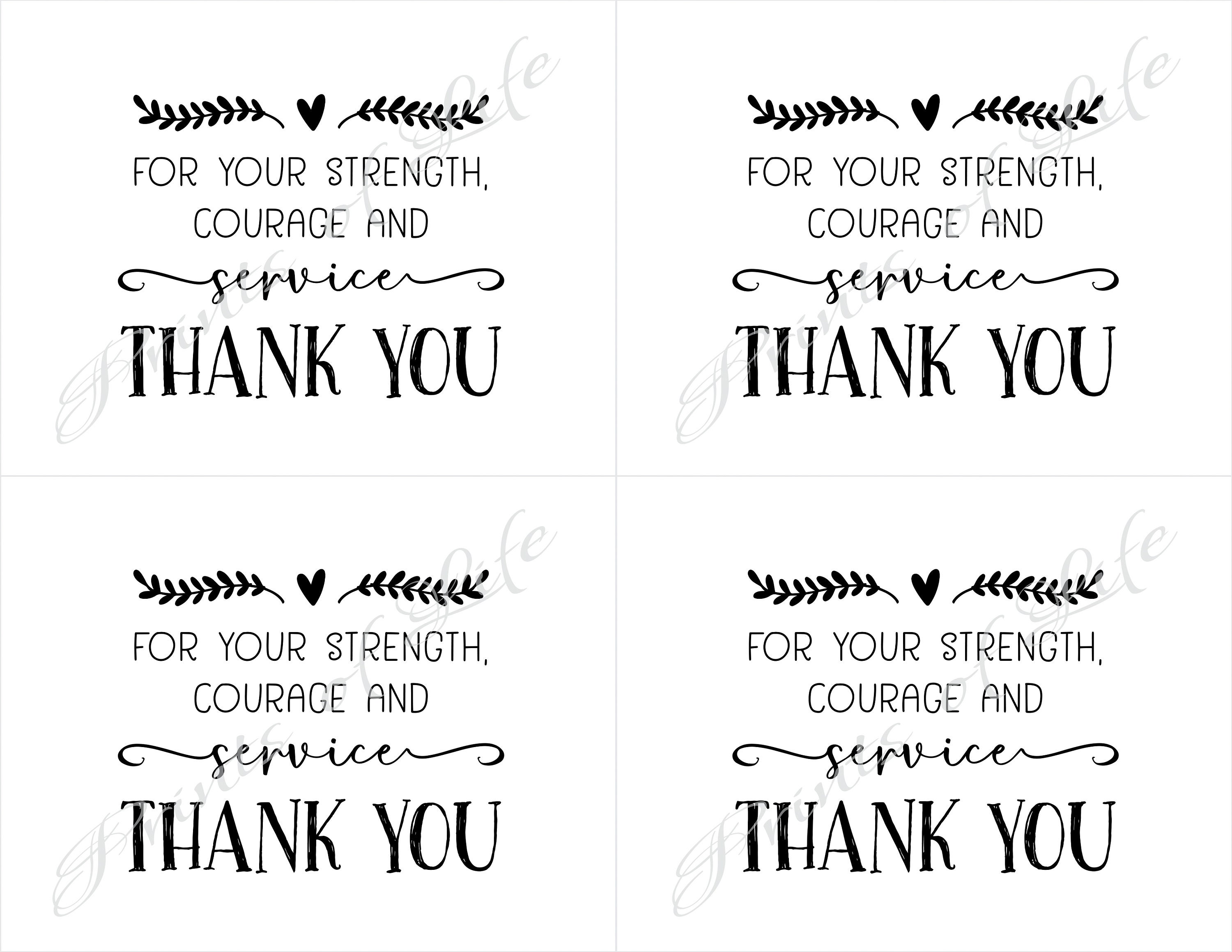 Thank You for Service Cards. Instant Download Printable. Appreciation ...