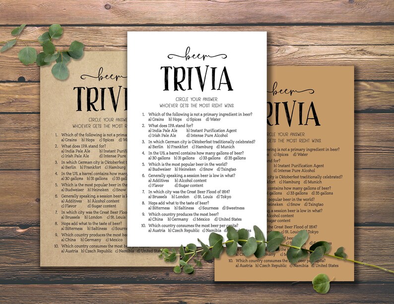 Beer Trivia. Party Game. Instant Download Printable. Beer - Etsy