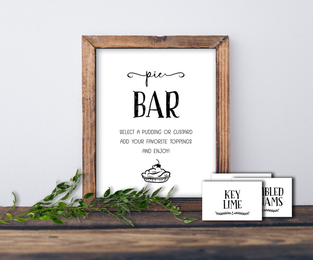 Pie Bar Sign. Instant Download Printable. Cream Pie Custard Table Decor ...