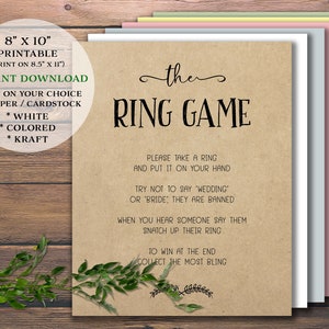 The Ring Game. Bridal Shower Game. Instant Download Printable ...