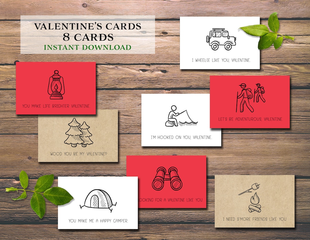 Camp Valentine Cards. DIY Instant Download Printable. School Classroom ...
