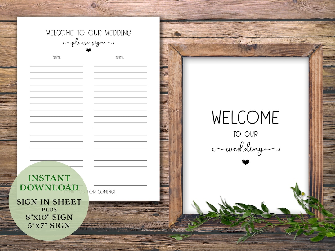 Welcome to Our Wedding. Please Sign. Instant Download Printable ...