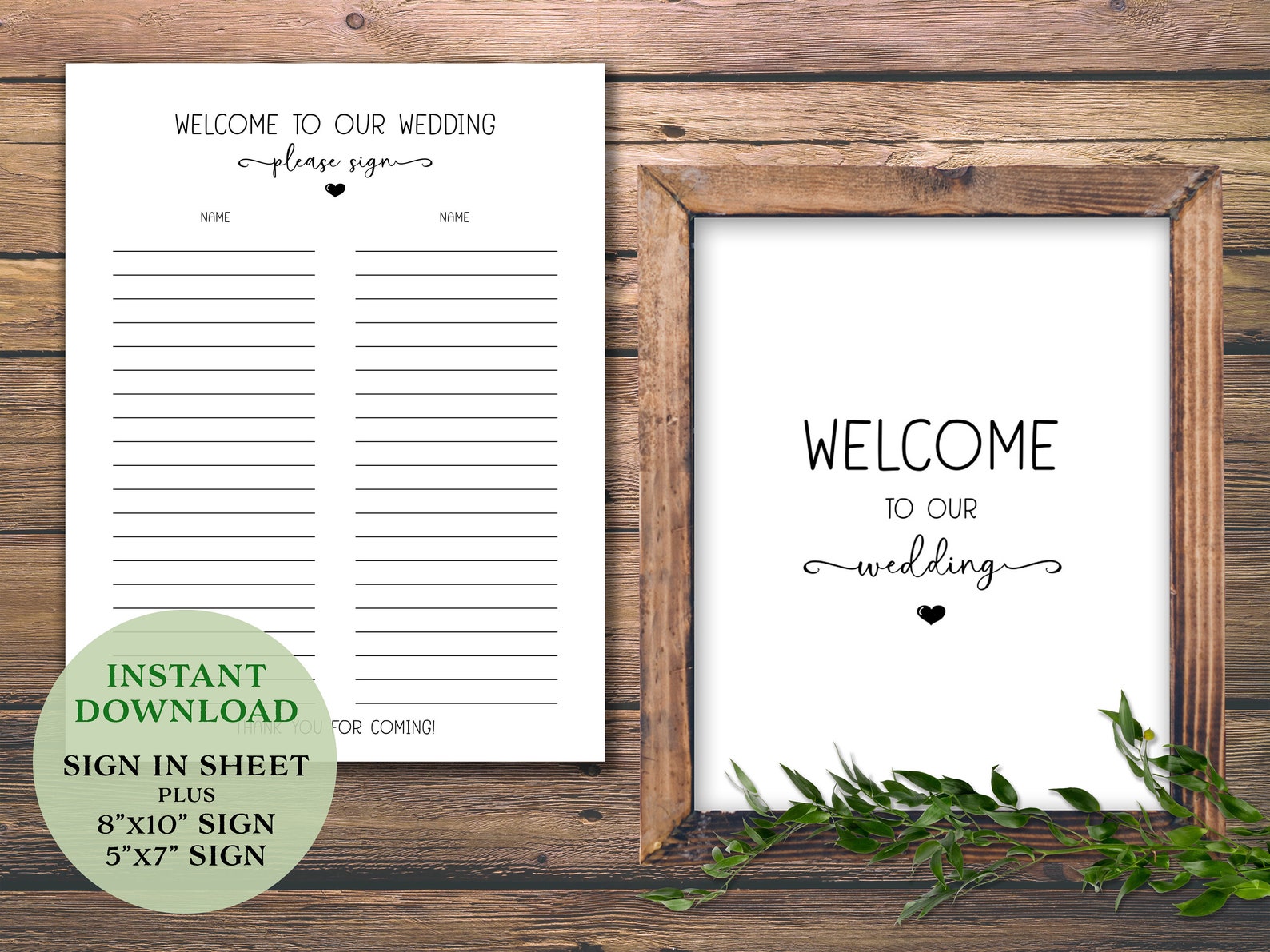 Welcome to Our Wedding. Please Sign. Instant Download - Etsy