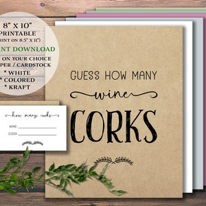 Guess How Many Wine Corks Sign. Instant Download Printable. Bridal ...