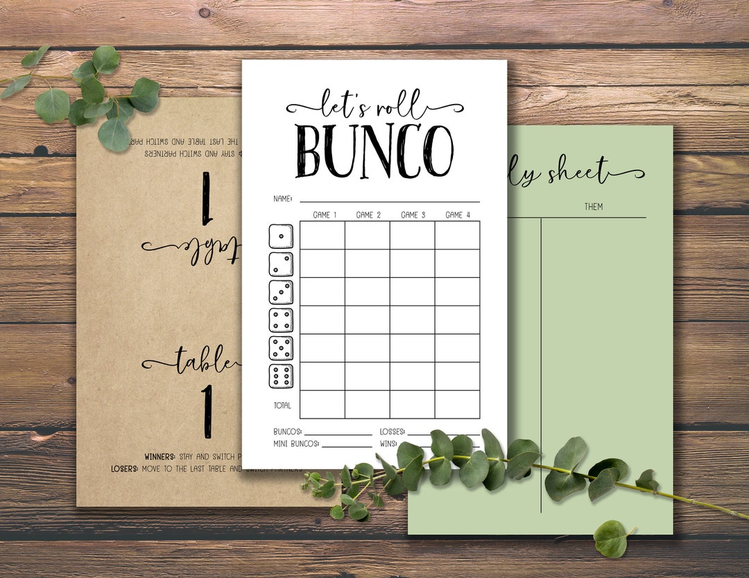 BUNCO Game. Instant Download Printable. Bridal Shower. Baby Shower ...
