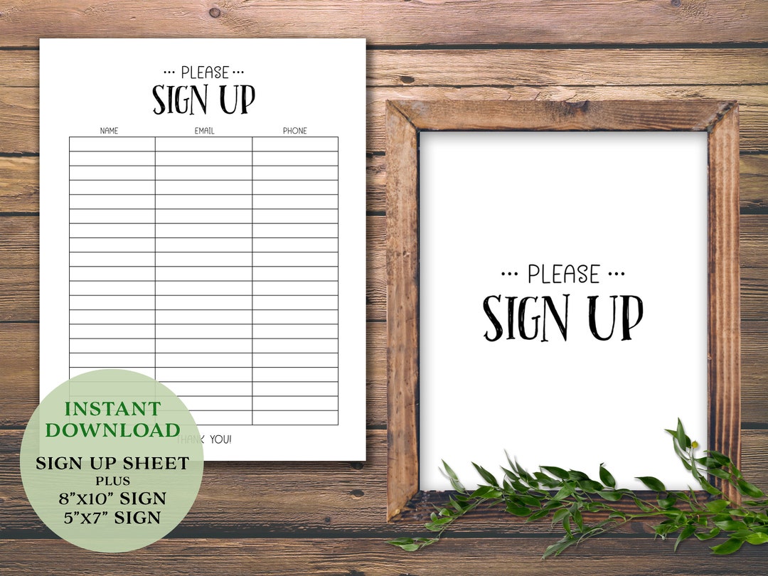 Please Sign Up. Instant Download Printable. Guestbook Print. Event Sign ...