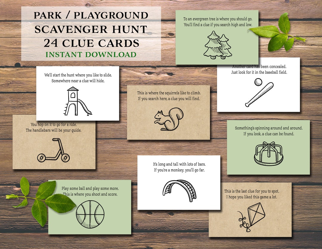 Scavenger Hunt. Park Playground Lawn Games for Kids. Instant Download ...