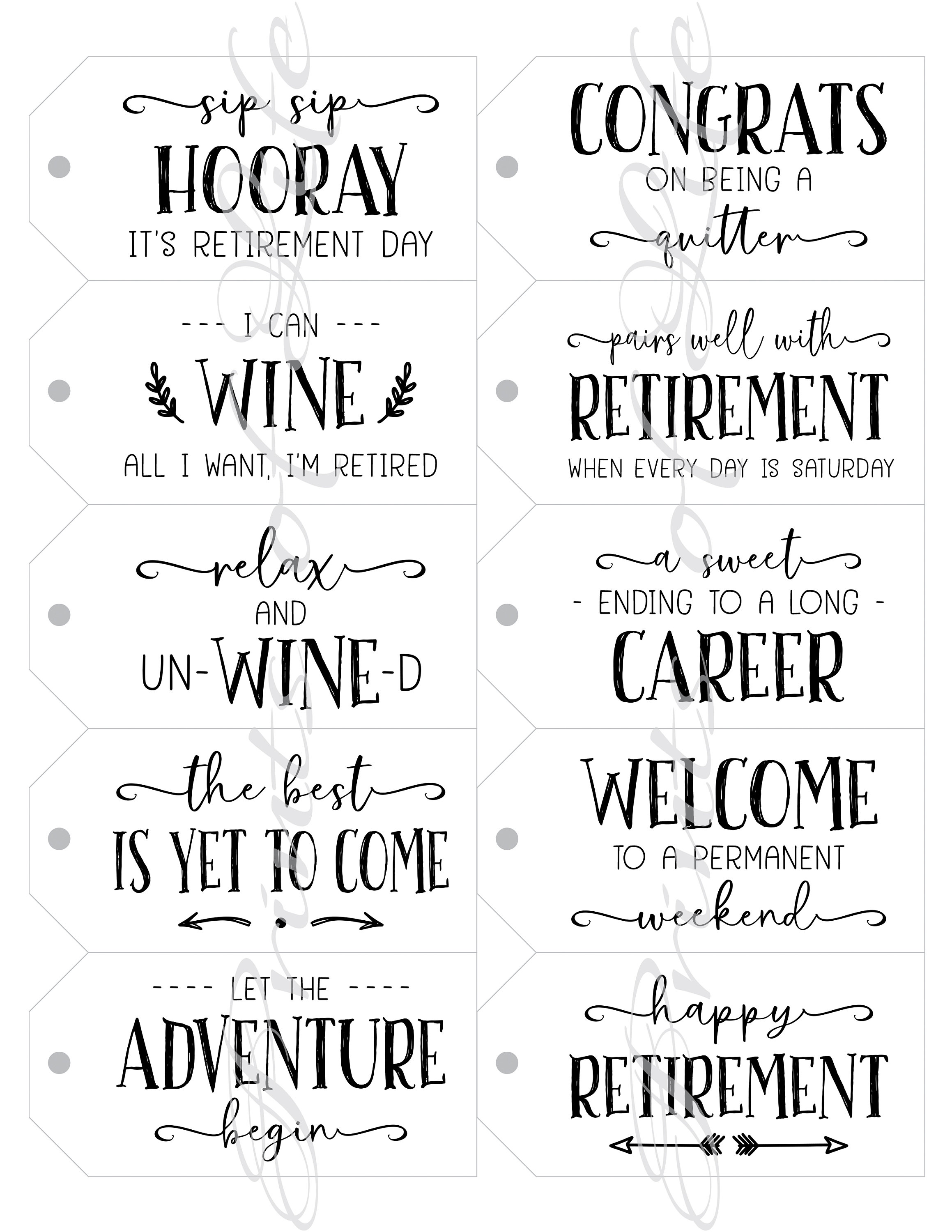 Retirement Card & Gift Tags. Instant Download Printable. Wine Beer Tags ...