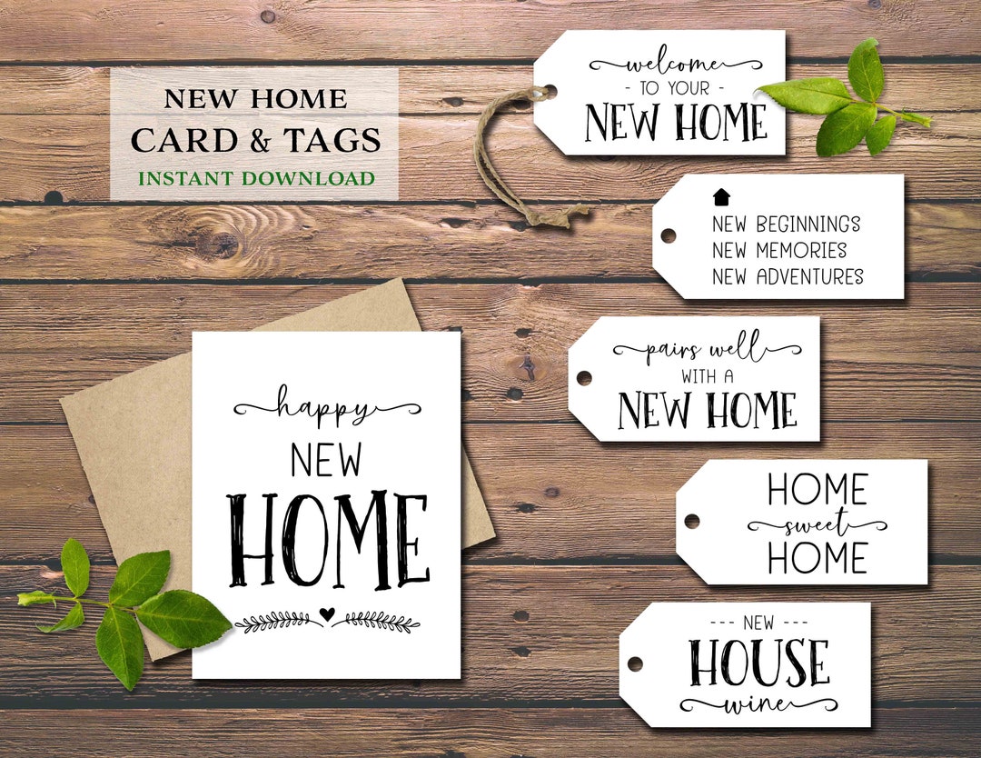 Happy New Home Tags & Card. Housewarming Gift Basket Idea. Instant ...