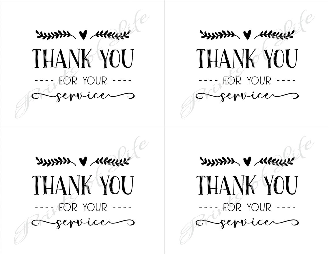Thank You for Service Cards. Appreciation Package Gift Tags. | Etsy