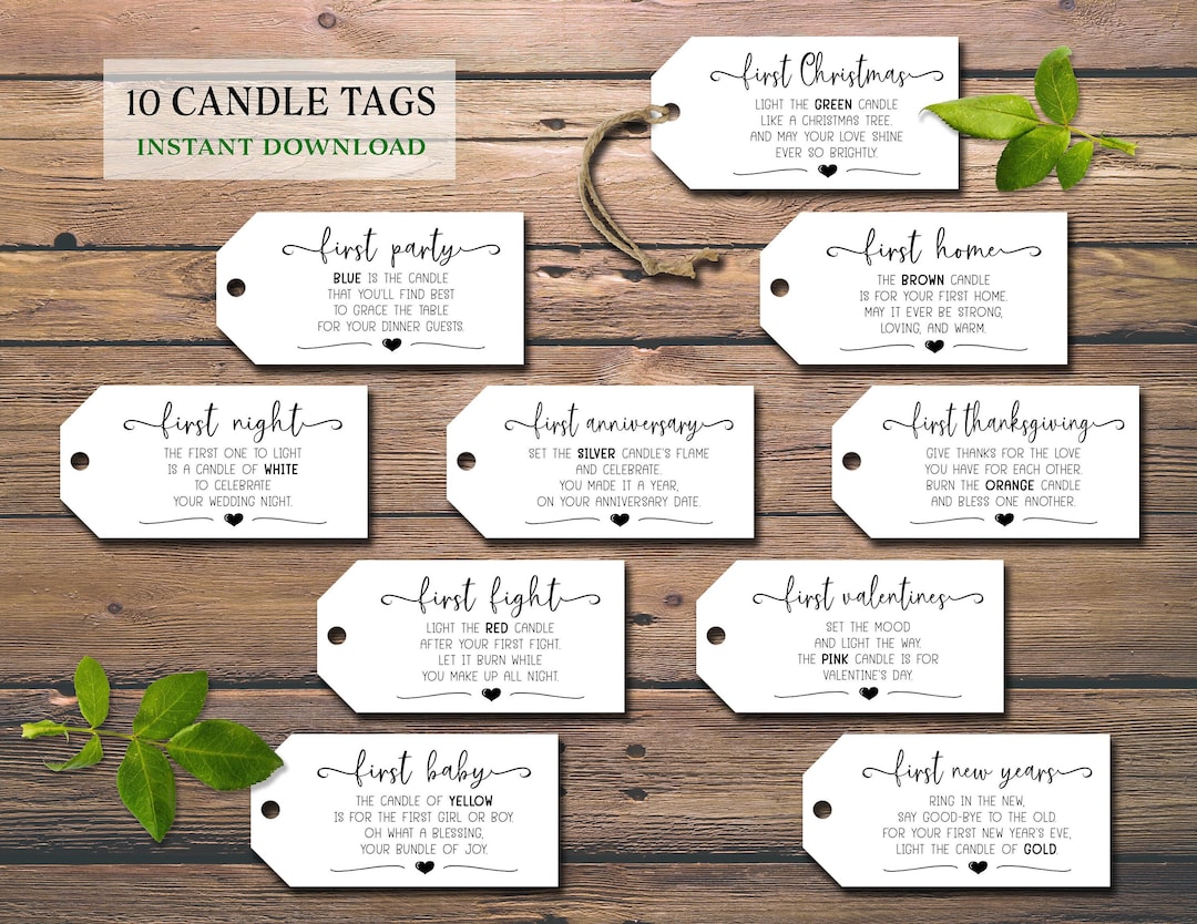 Basket of Candles Poem. Marriage Milestone Gift Tags. Instant Download ...