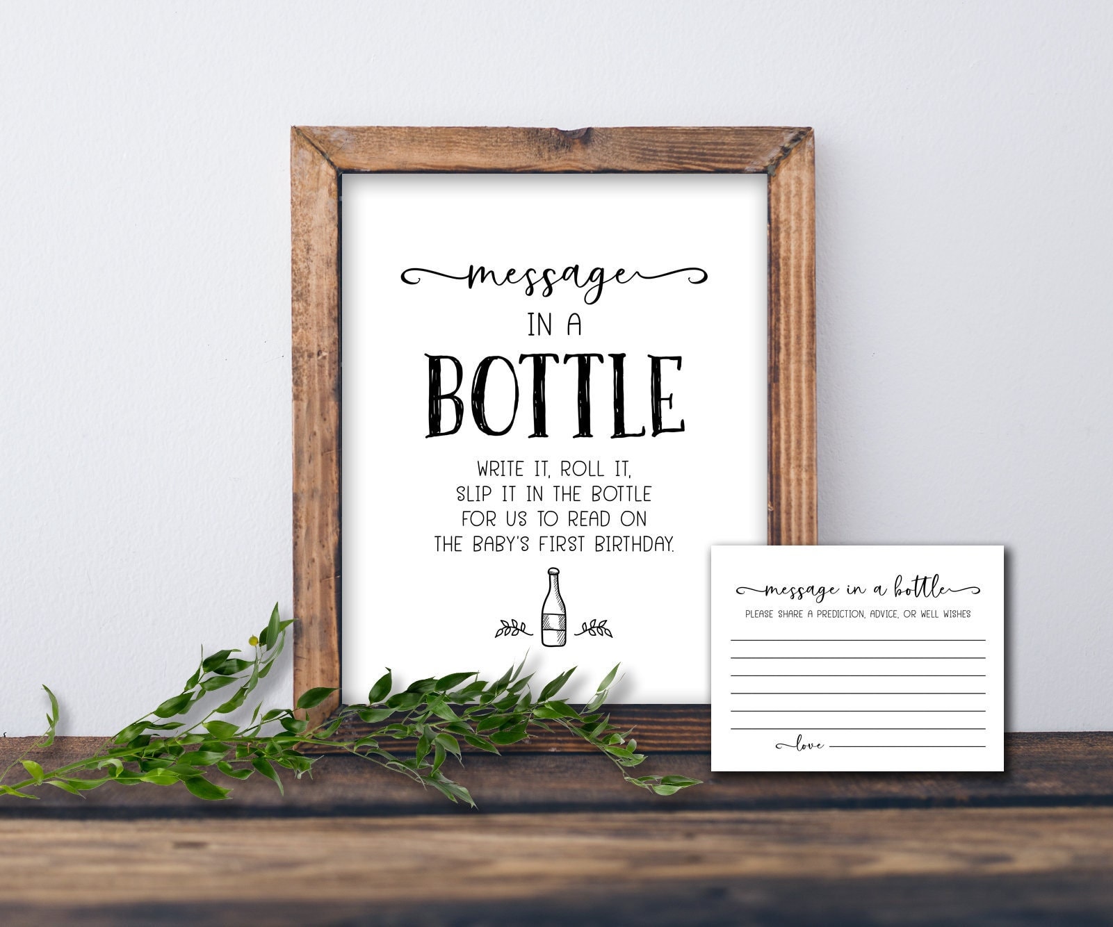 Baby Shower Game. Message in a Bottle Sign & Cards. Instant - Etsy