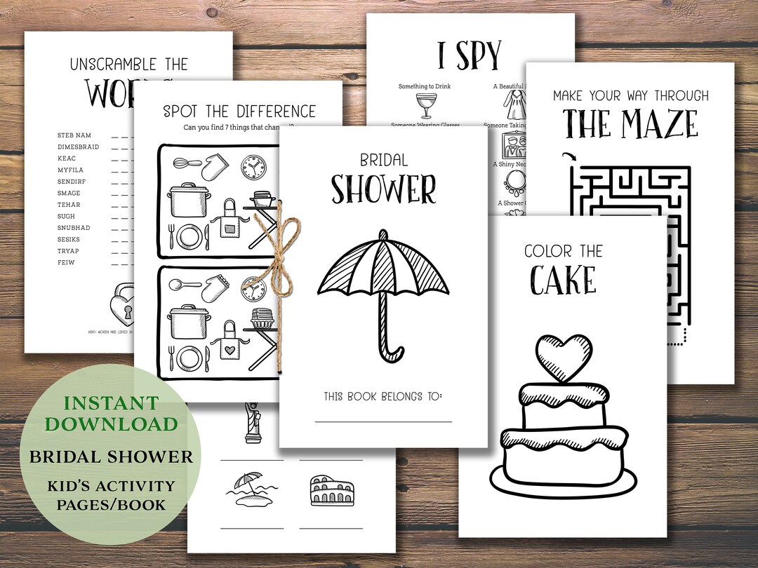 Bridal Shower Kid's Activity Book. Coloring Book. Instant Download ...