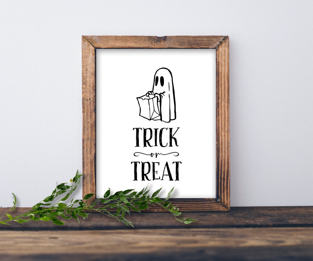 Trick or Treat Sign. Halloween Ghost Decor. Instant Download Printable ...