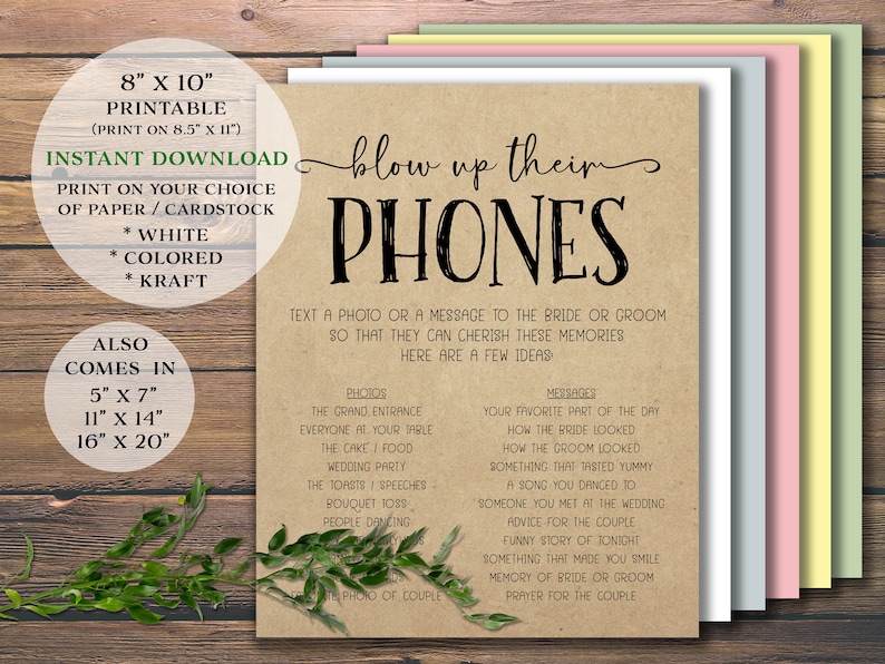 Blow up Their Phones. Wedding Reception Sign. Instant Download ...