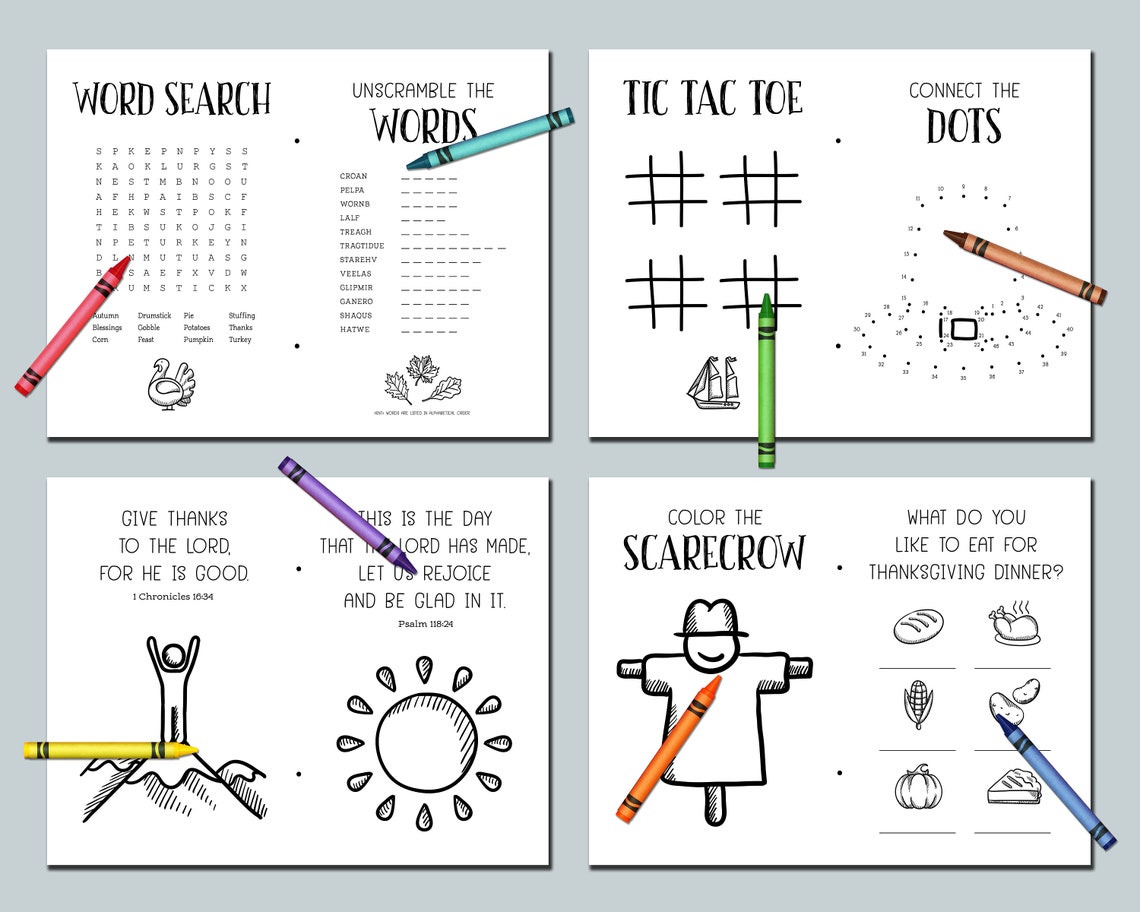 Kid's Thanksgiving Activity Book. Instant Download - Etsy