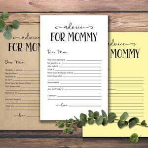 Baby Shower Game. Advice for Mommy. Instant Download Printable. New ...