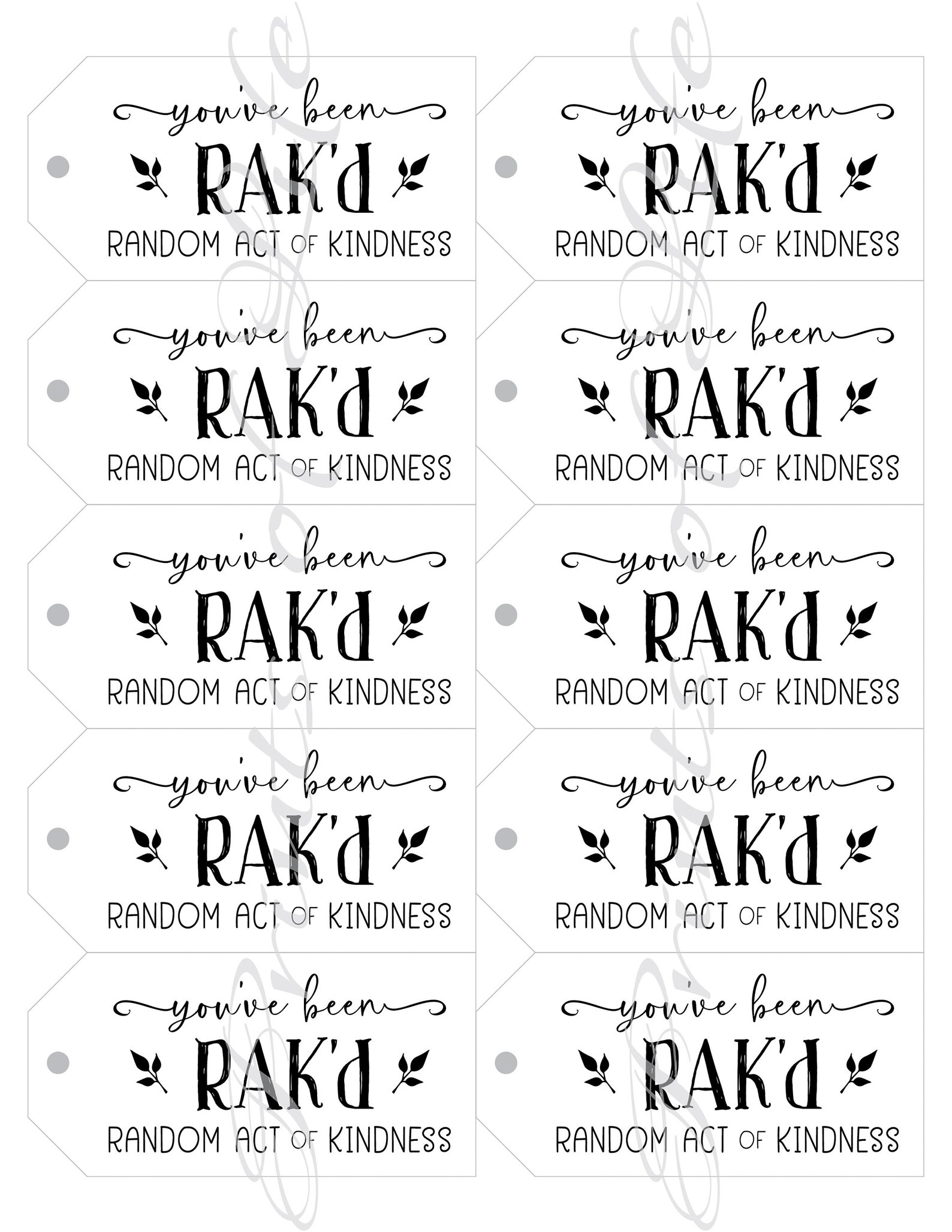 Acts of Kindness Gift Tags. Instant Download Printable. Rustic - Etsy ...