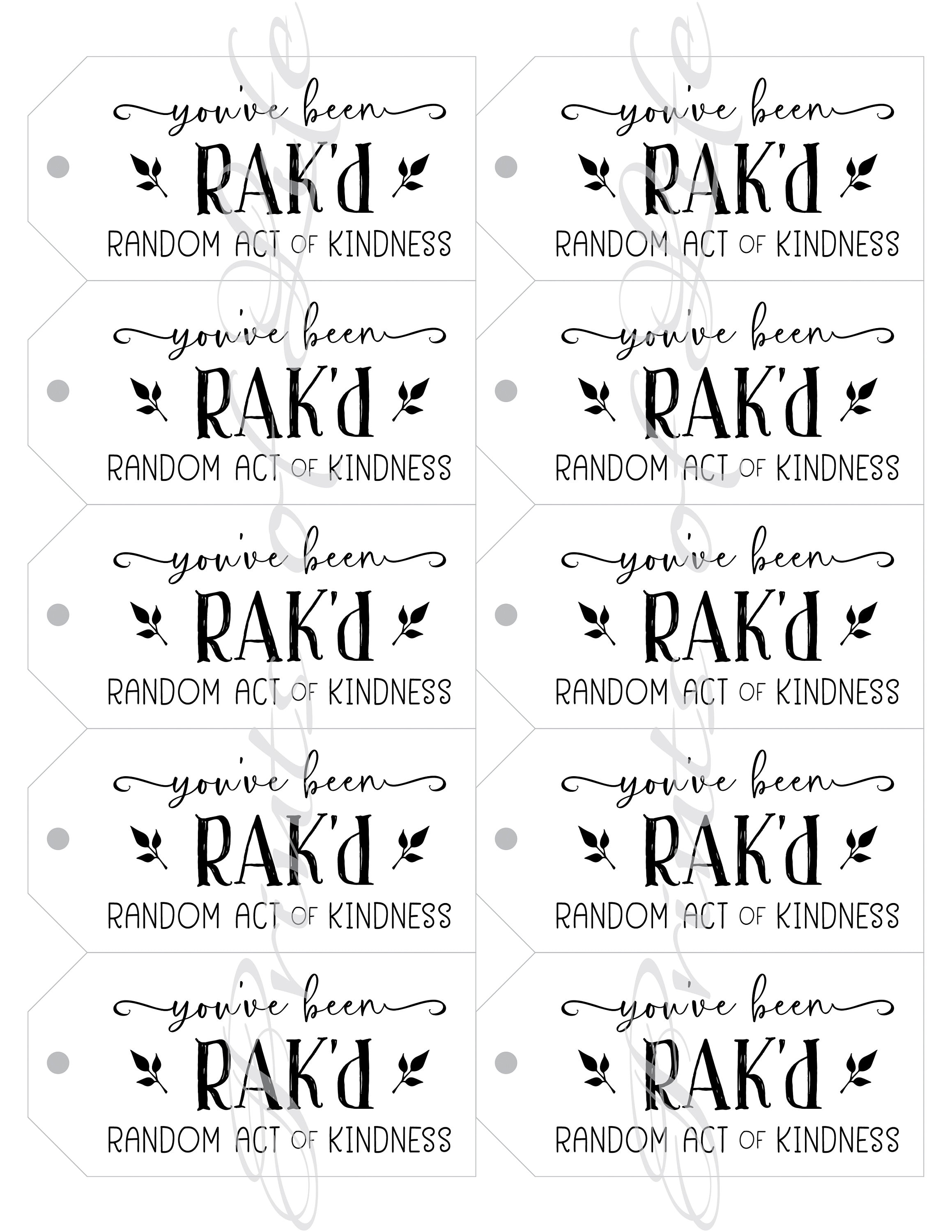 Acts of Kindness Gift Tags. Instant Download Printable. Rustic - Etsy UK