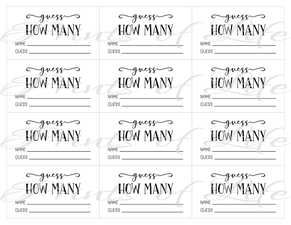 Guess How Many. Instant Download Printable. Raffle Ticket Sign - Etsy
