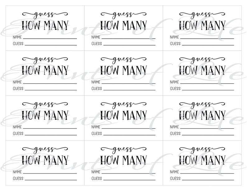 Guess How Many. Instant Download Printable. Raffle Ticket Sign - Etsy