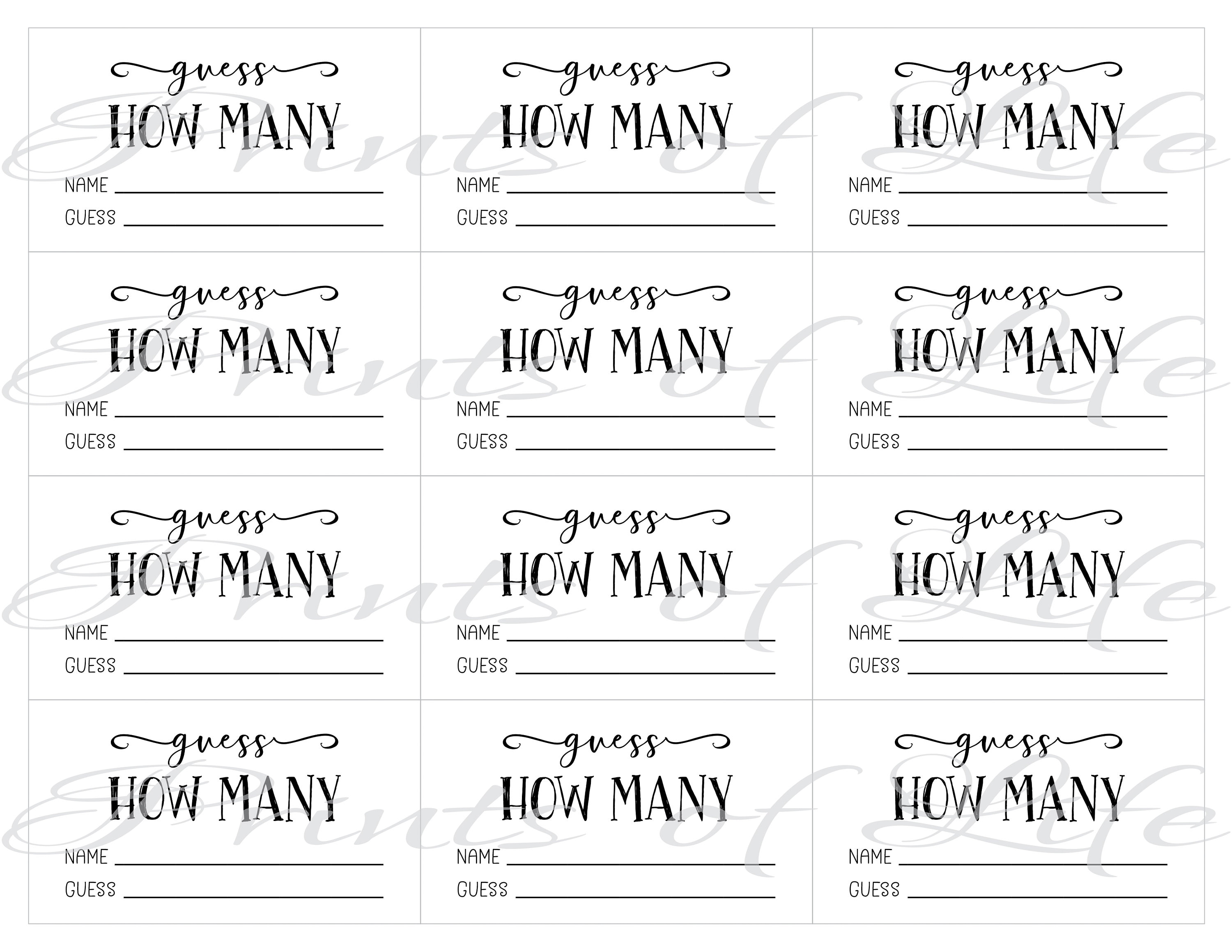 Guess How Many. Instant Download Printable. Raffle Ticket Sign - Etsy ...