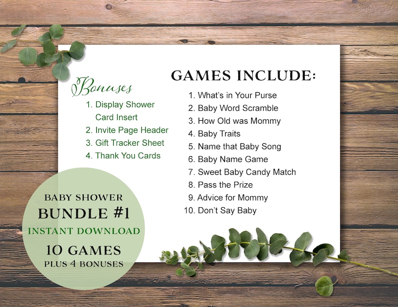 Baby Shower Game Bundle 1. Instant Download Printable. Simple Baby ...