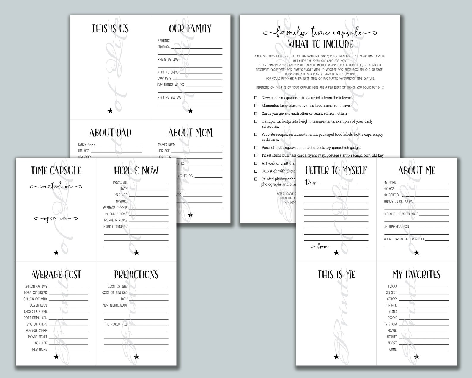Family Time Capsule. Instant Download Printable. Kids Activities ...