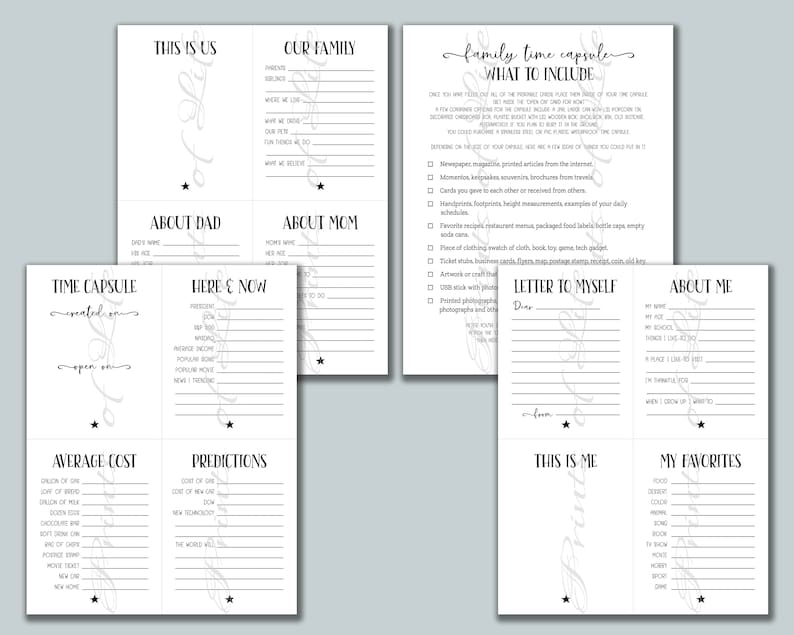Family Time Capsule. Instant Download Printable. Kids Activities ...