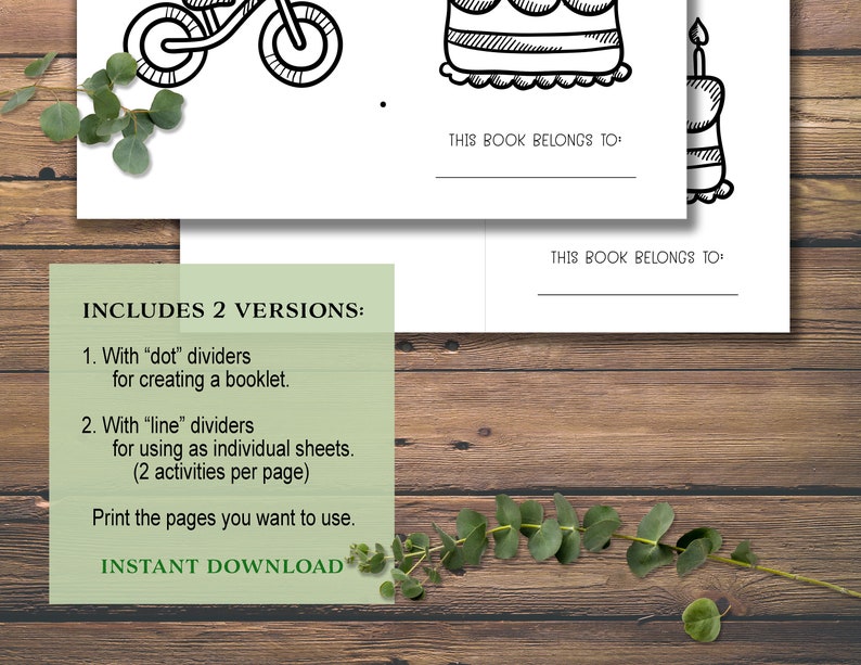 Kid's Birthday Party Activity Book. Coloring Book. Instant Download ...