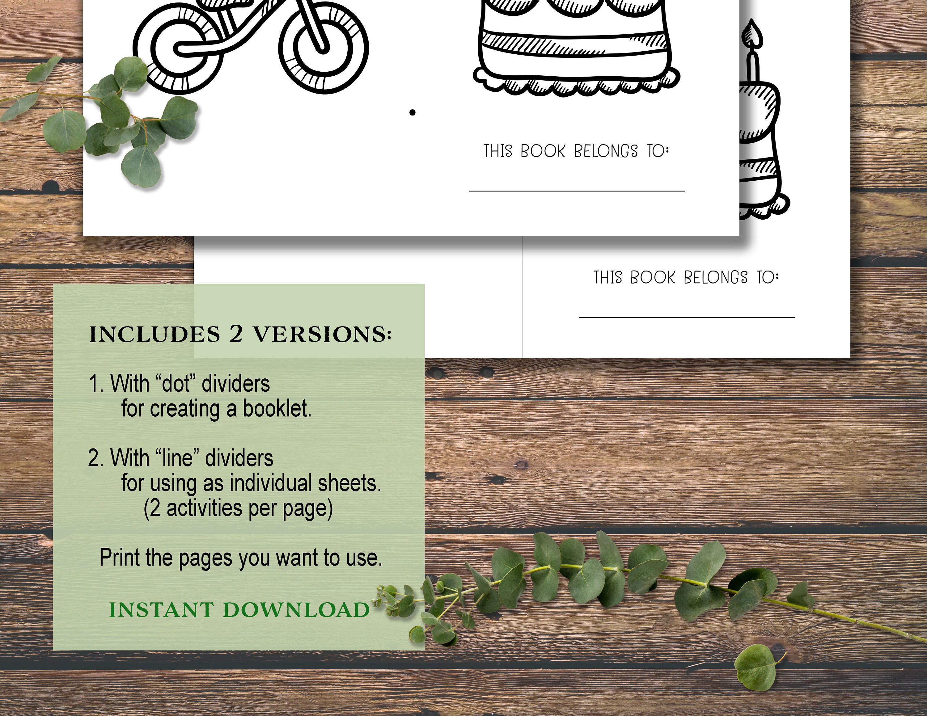 Kid's Birthday Party Activity Book. Coloring Book. Instant - Etsy