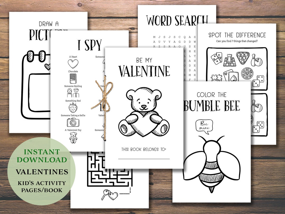 Kids Valentine Activity Book. Coloring Book. Instant Download Printable ...