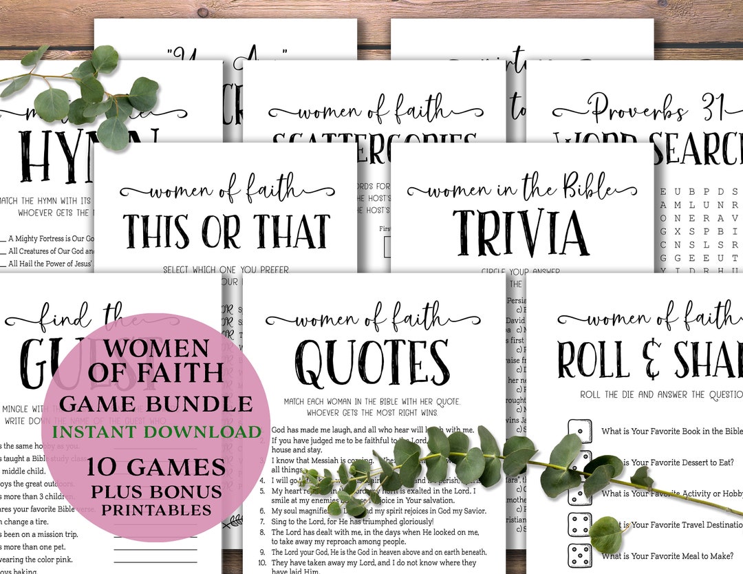 Women of Faith Games Bundle. Instant Download Printable. Christian ...