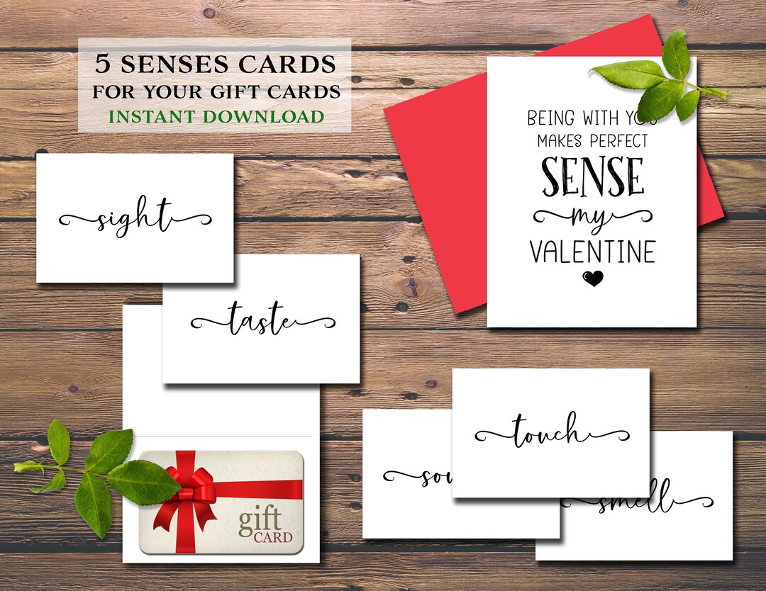Valentine's Day 5 Senses Gift Card Holders. Instant Download Printable ...