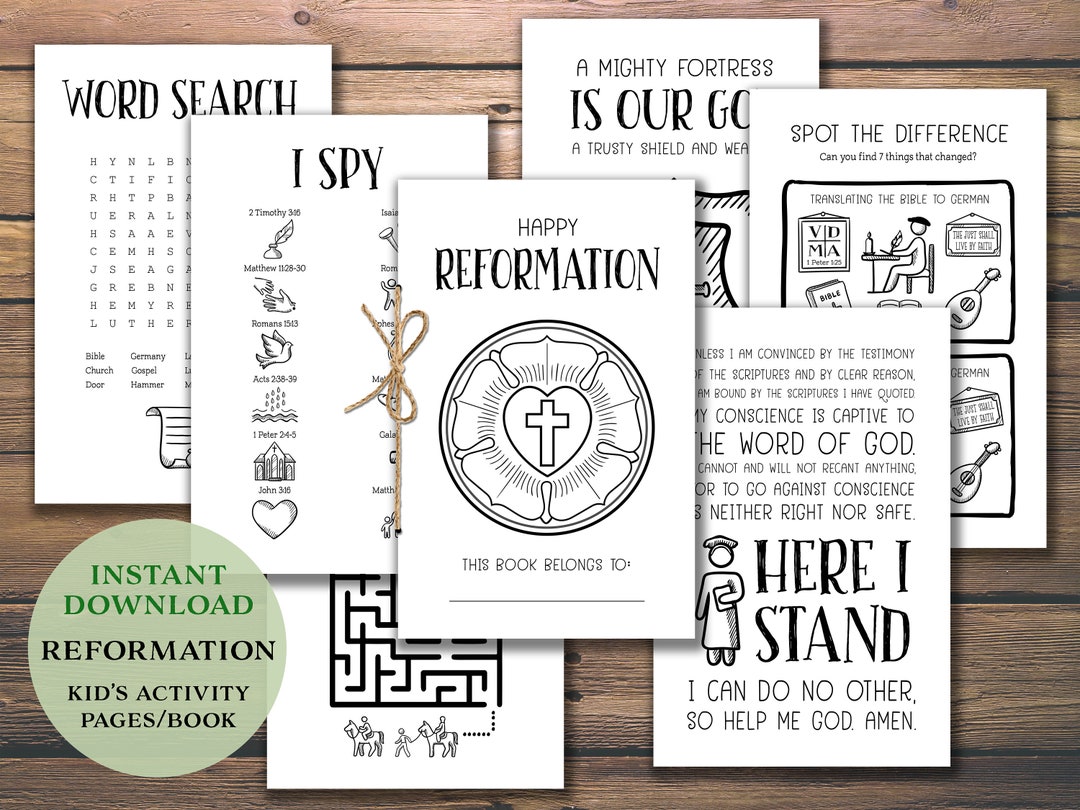 Kid's Reformation Activity Book. Instant Download Printable. Children's ...