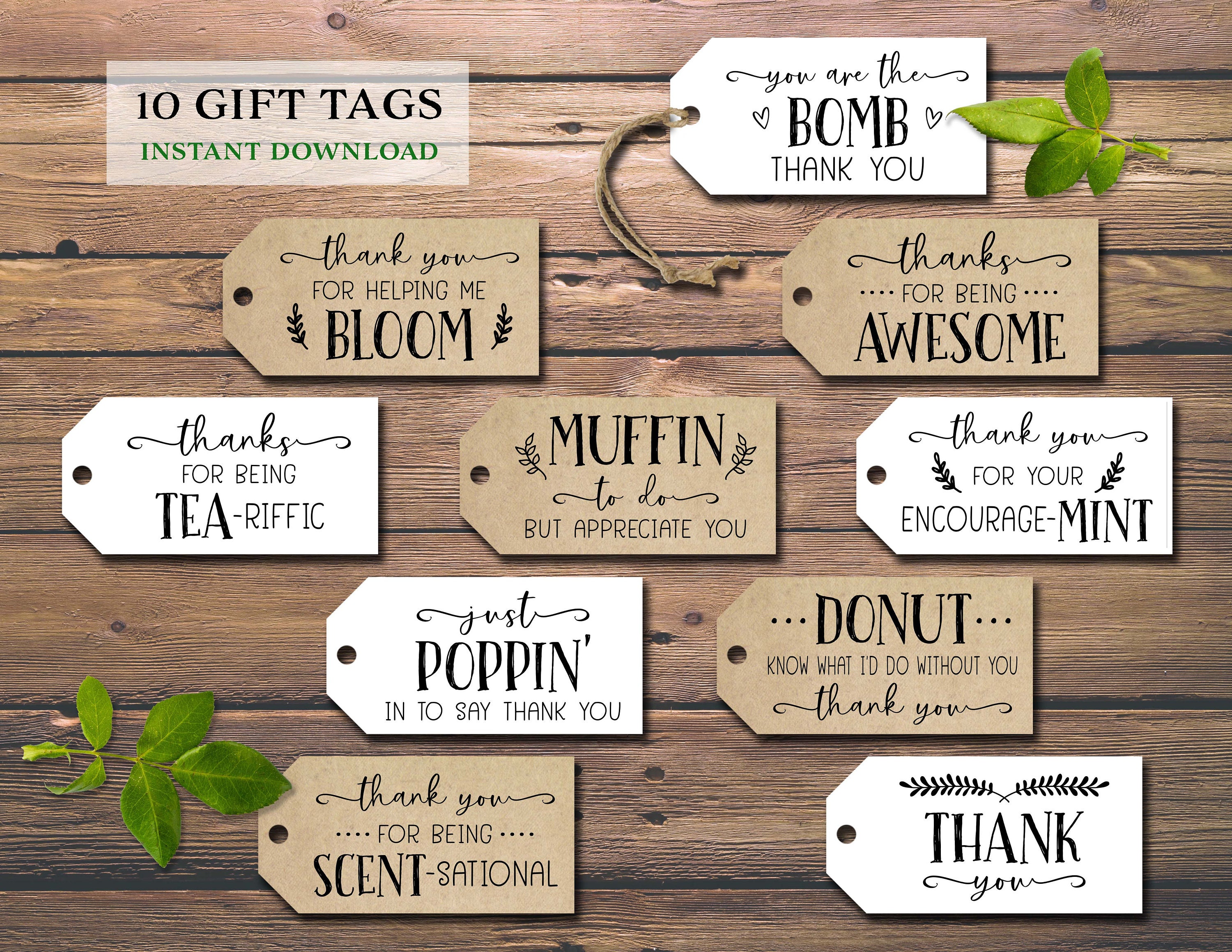 Thank You Gift Tags. Instant Download Printable. Rustic - Etsy