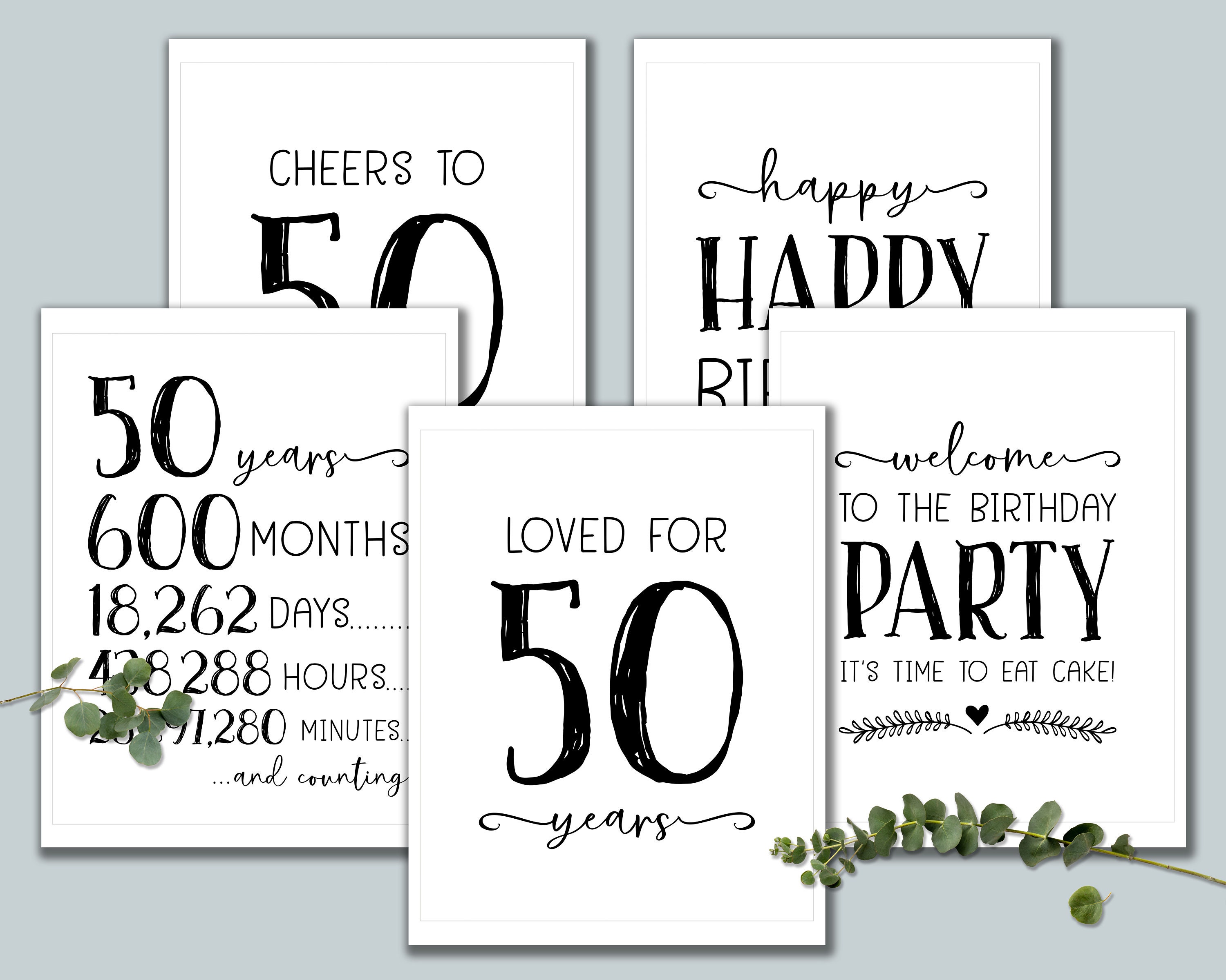 50th Birthday. Sign Bundle. Instant Download Printable. Cheers to 50 ...