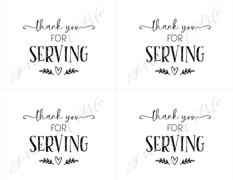Thank You for Service cards. Appreciation package gift tags. | Etsy