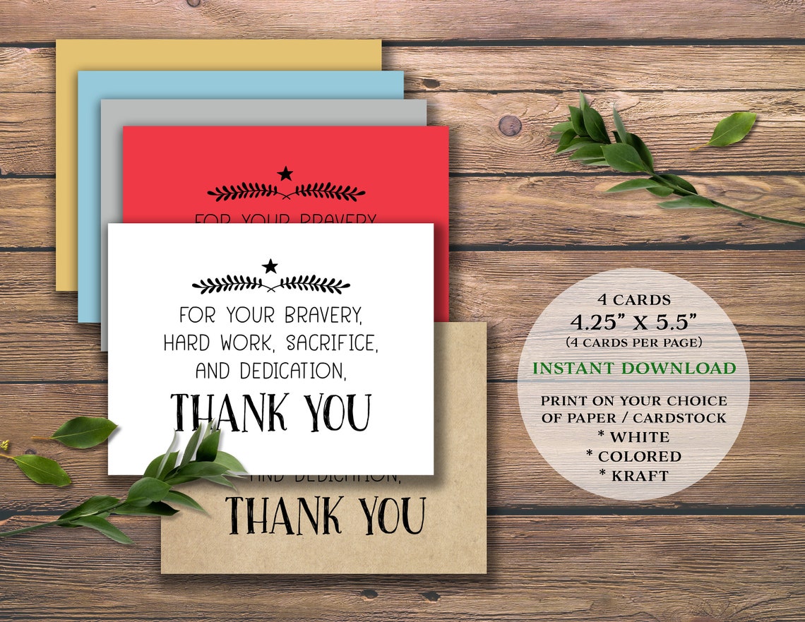 Thank You for Service Cards. Patriotic Gift Tags. Instant | Etsy