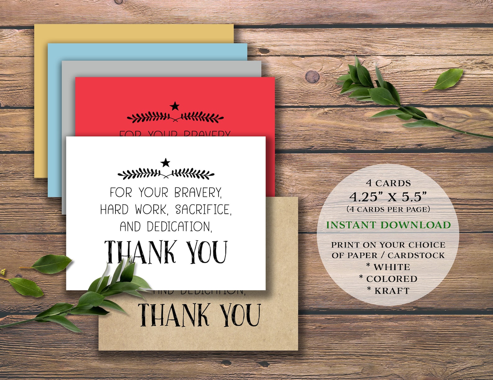 Thank You for Service Cards. Patriotic Gift Tags. Instant | Etsy